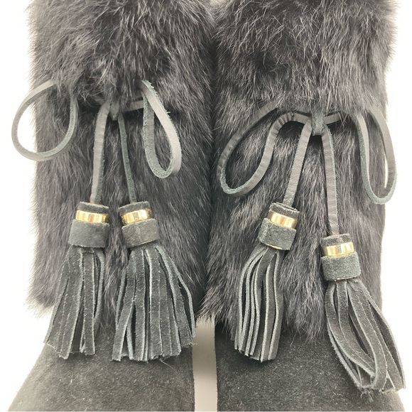 Tory Burch | Shoes | Tory Burch Angelica Suede And Rabbit Fur Tassel ...